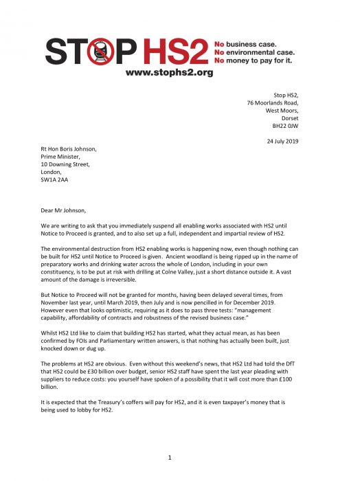 Stop HS2 ask new PM to halt HS2 enabling works pending review – STOP ...